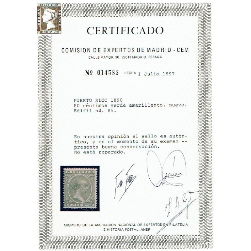 1890 ED. Puerto Rico 85 * (2) - Filatelia Hobby