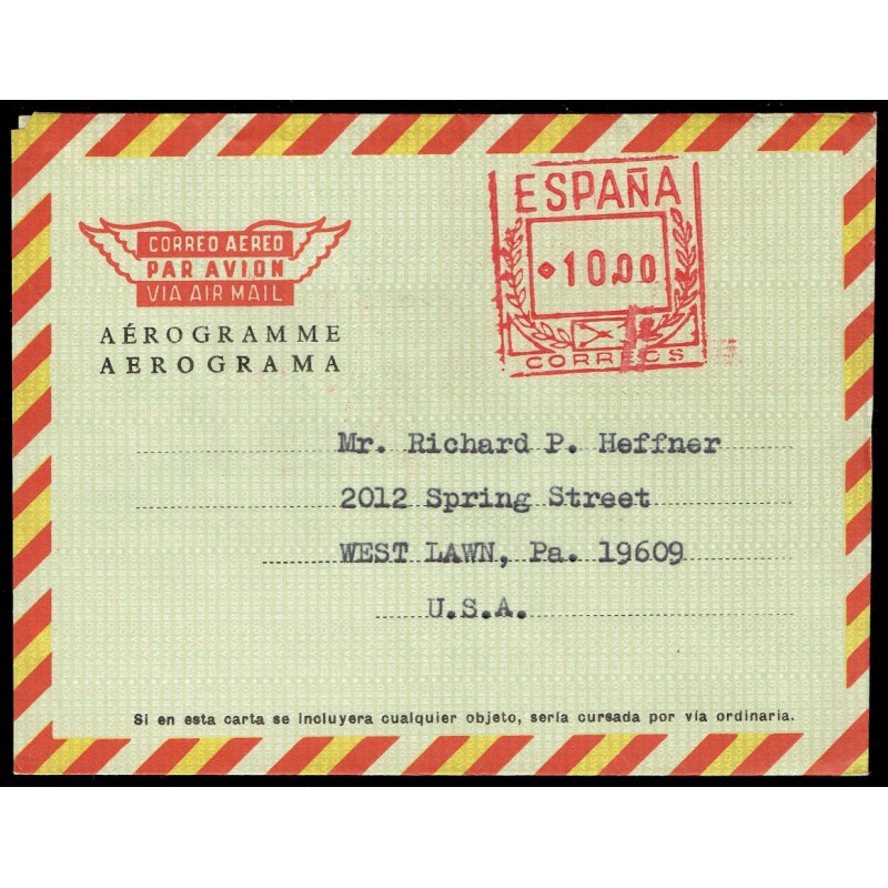 1967-1974 ED. 103 us Aerogramas - Filatelia Hobby