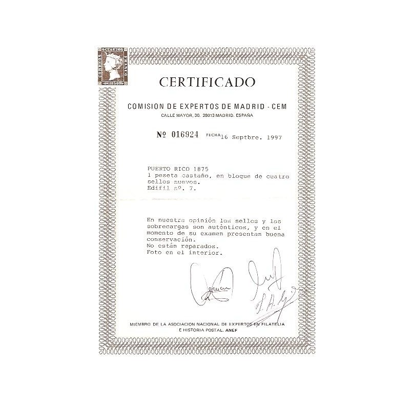 1875 ED. Puerto Rico 07 * [x4] - Filatelia Hobby